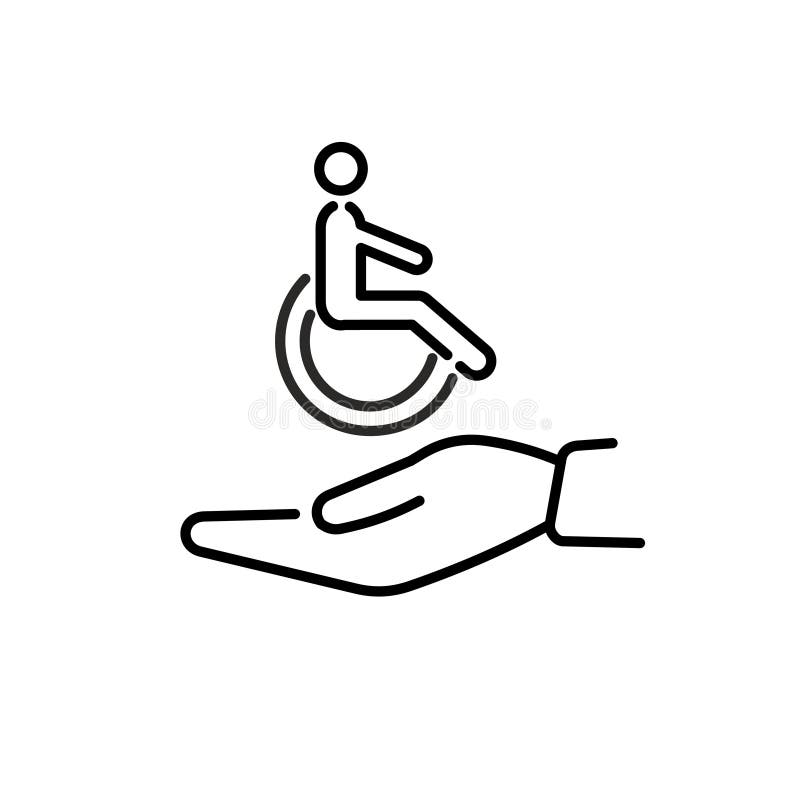 Hands Holding a Man in a Wheelchair. Inclusion and Diversity Icon and ...