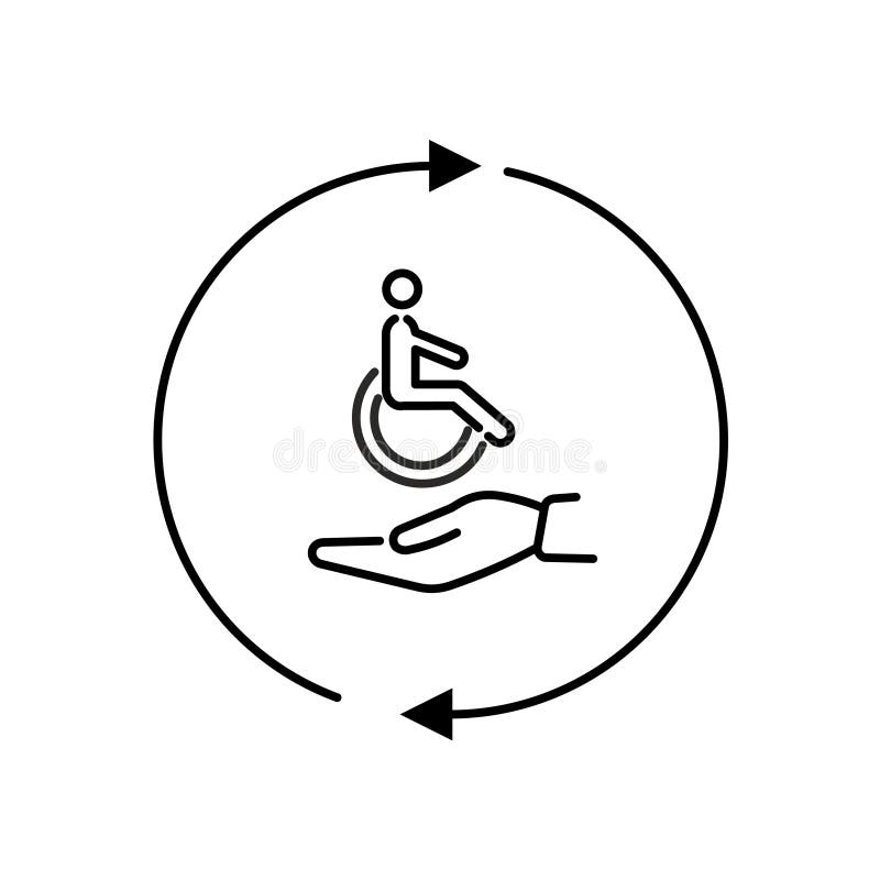 Hands Holding a Man in a Wheelchair. Inclusion and Diversity Icon and ...