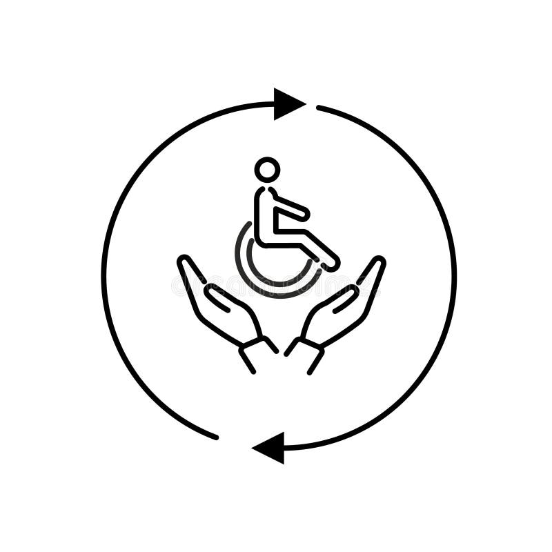 Hands Holding a Man in a Wheelchair. Inclusion and Diversity Icon and ...