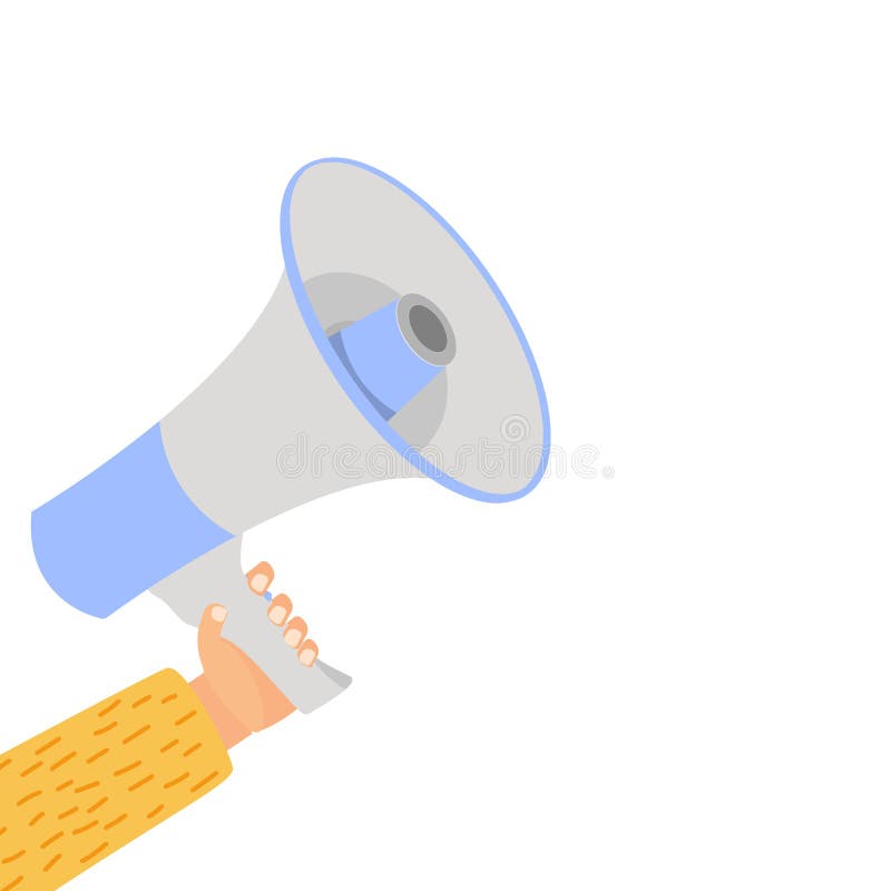 Hands Holding Megaphone Isolated on White Background. Vector ...