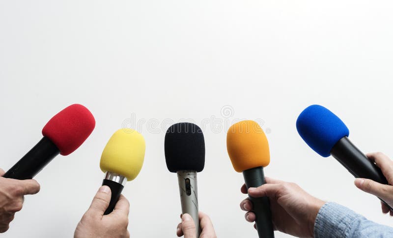 Hands Holding Microphone Point To the Same Direction Stock Photo ...
