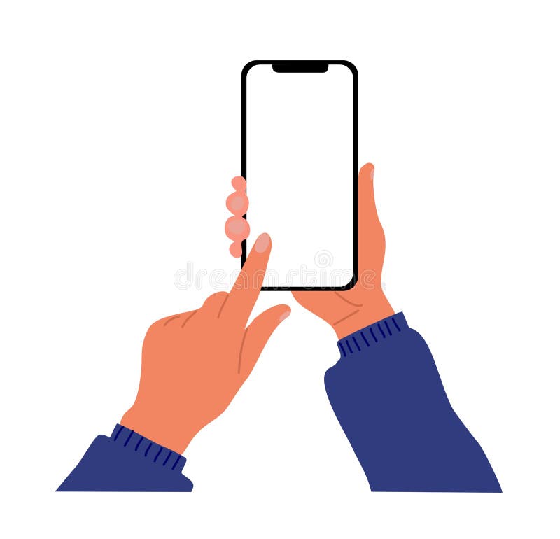 Hands Holding Mobile Phone Vector On White Stock Illustration