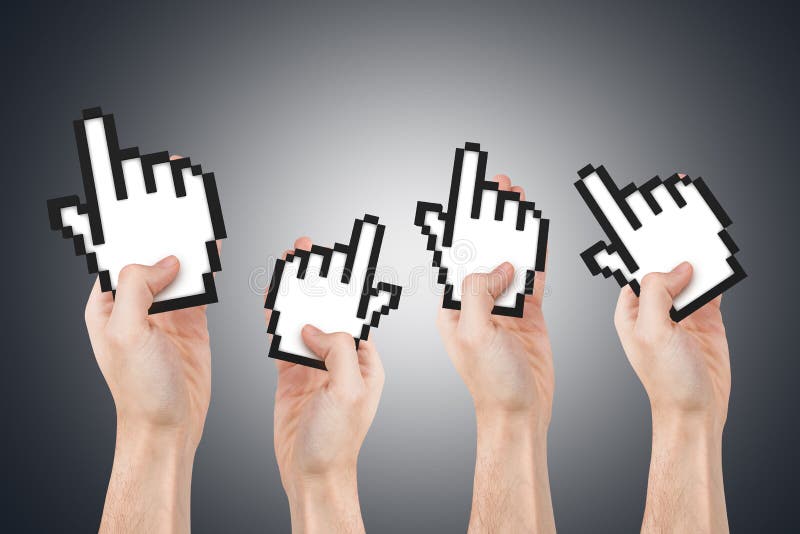 Hands Holding Mouse Cursors Stock Photo - Image of finger, background ...