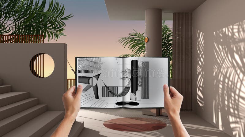 Terrace Design in Asian Village, Philippines. Wooden Decoration with ...