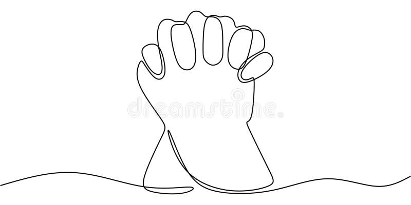 Hands Holding in One Line Drawing. Representing Support and Love in a ...