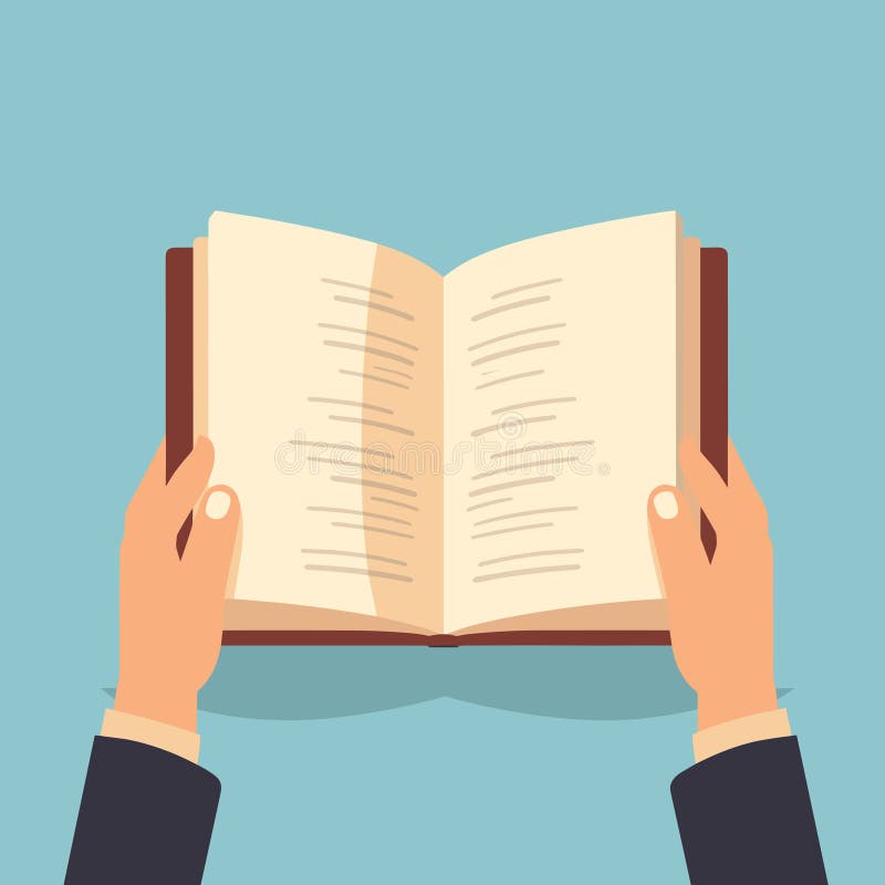 Hands Holding Open Book for Read. Hand Book Reading Vector Illustration ... Hands Holding Open Book for Read. Hand Book Reading Vector Illustration ...