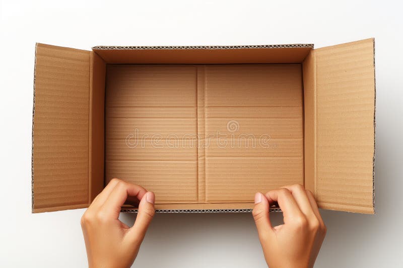 Hands Holding Open Cardboard Box Stock Image - Image of preparation ...