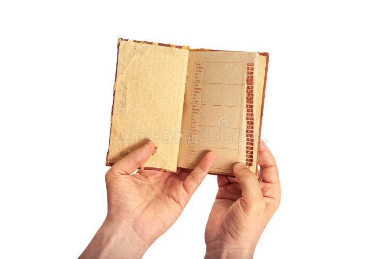 Hands Holding Open Notebook of Parchment Paper Stock Photo - Image of ...