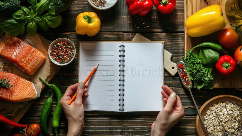 The Notebook with Cooking Ingredients. AI Generated Stock Illustration ...