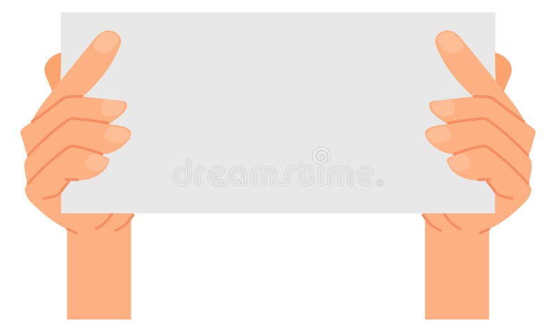 Hands Holding Paper Banner. White Sign Template Stock Vector ...