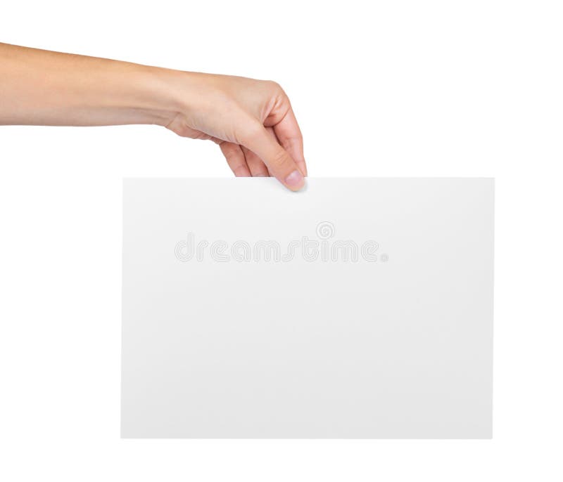 Hands Holding Paper Blank Isolated on White Background. Copy Space ...
