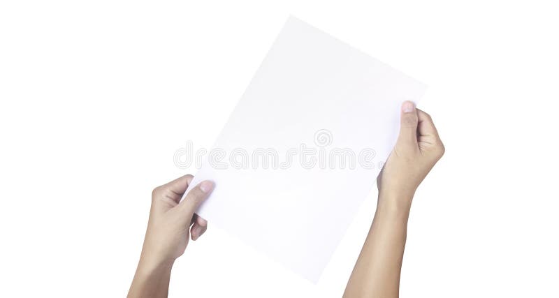 Hands Holding Paper Blank for Letter Paper Stock Image - Image of ...