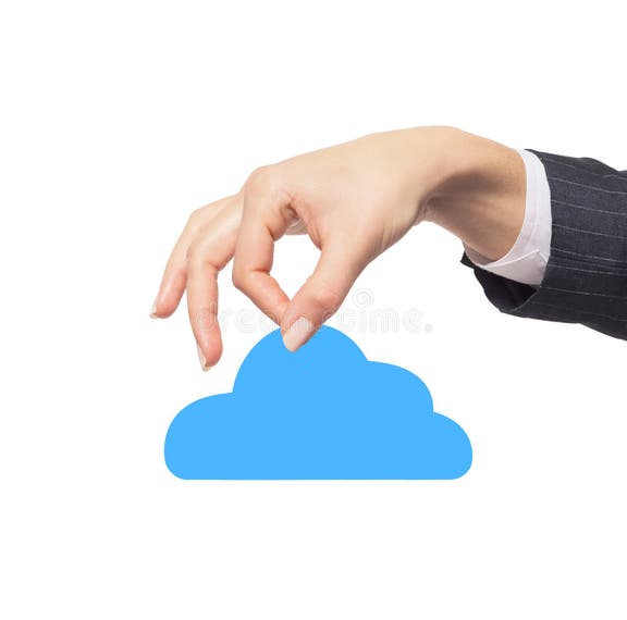 Hands Holding Paper Clouds on White. Cloud Computing Concept. Stock ...