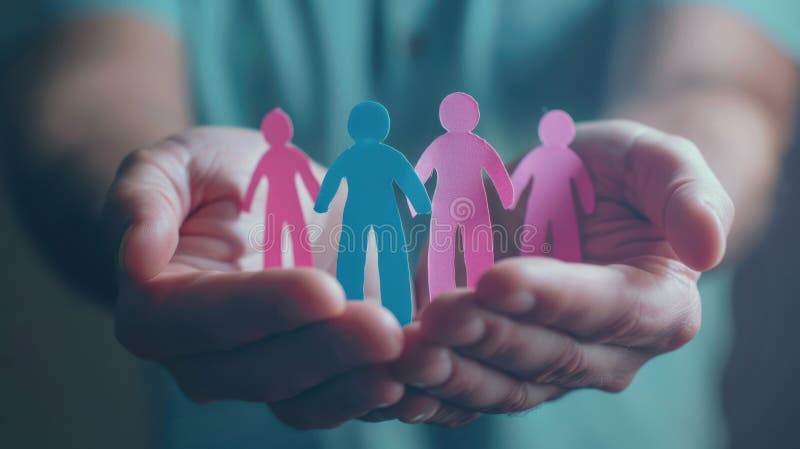 The Hands Holding Paper Cutouts.AI Generated Image Stock Image - Image ...