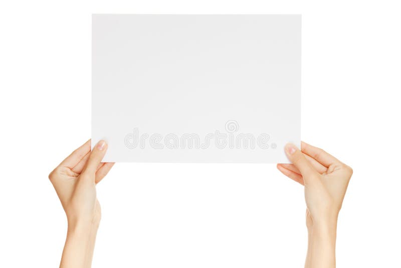 Hands Holding Paper Isolated Stock Image - Image of people ...