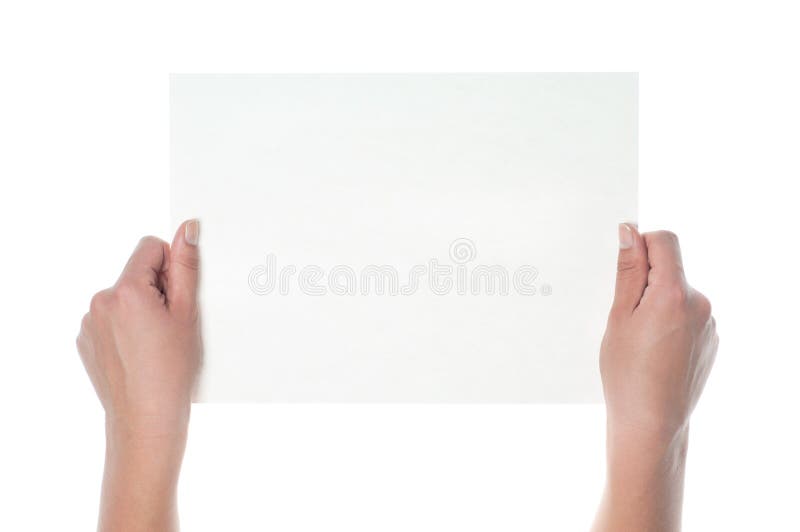 Female Teen Hand Showing Blank Paper Sheet Stock Photo - Image of human ...