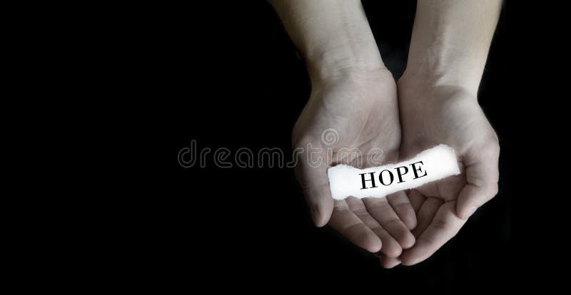 Hands Holding Paper Message Hope Stock Photo - Image of idea, power ...