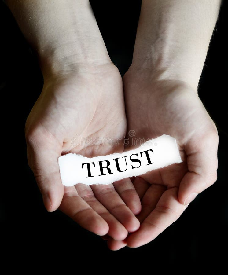Hands Holding Paper Message Trust Stock Photo - Image: 39012360