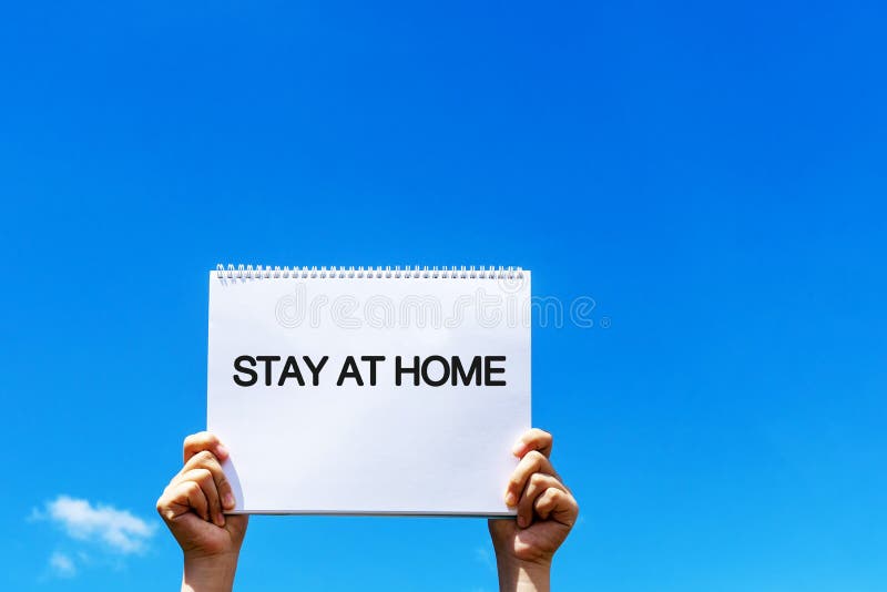 Hands Holding Paper Note with Stay at Home Text Stock Image - Image of ...