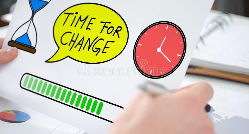 Time for Change Concept on a Paper Stock Image - Image of clock ...