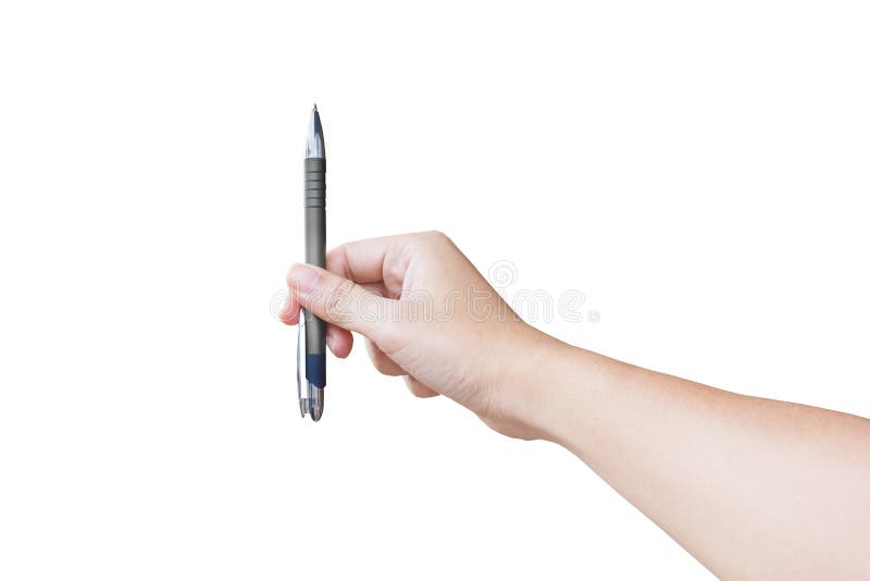 Hands are Holding Pen Perpendicular To the Ground Stock Photo - Image ...