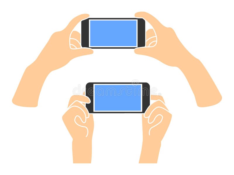 Hands Holding Phone in Horizontal Position. Stock Vector - Illustration ...