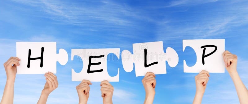 Hands Holding Pieces of a Puzzle with Help Stock Image - Image of power ...