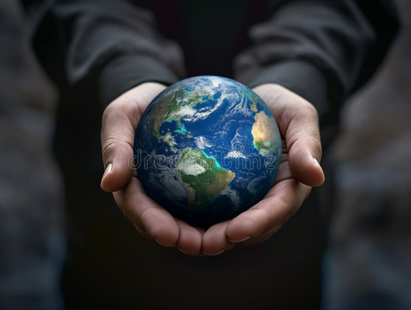 Hands Holding Planet Earth stock illustration. Illustration of ...
