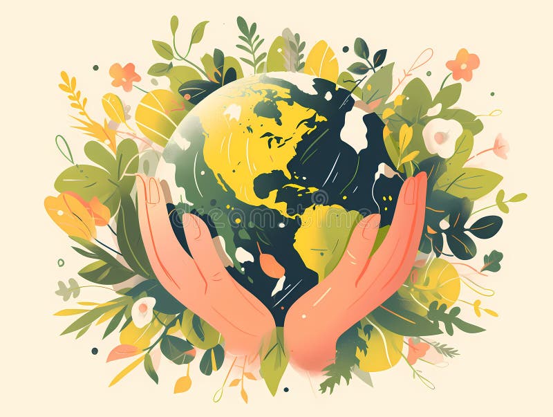 Hands Holding Planet Earth - Earth Day Design Stock Illustration ...