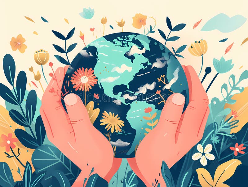 Hands Holding Planet Earth - Earth Day Design Stock Illustration ...