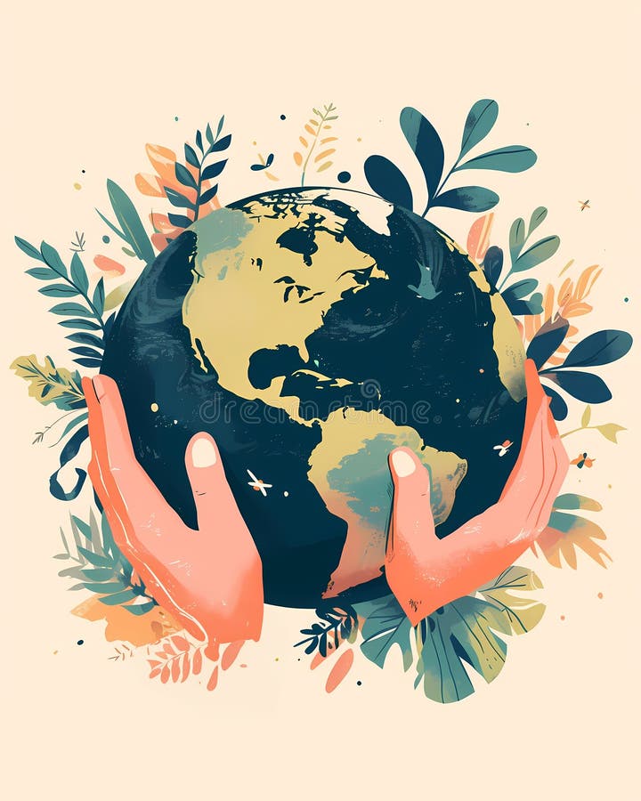 Hands Holding Planet Earth - Earth Day Design Stock Illustration ...