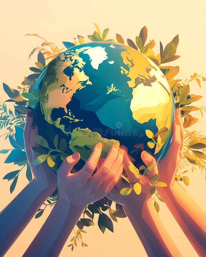 Hands Holding Planet Earth - Earth Day Design Stock Illustration ...