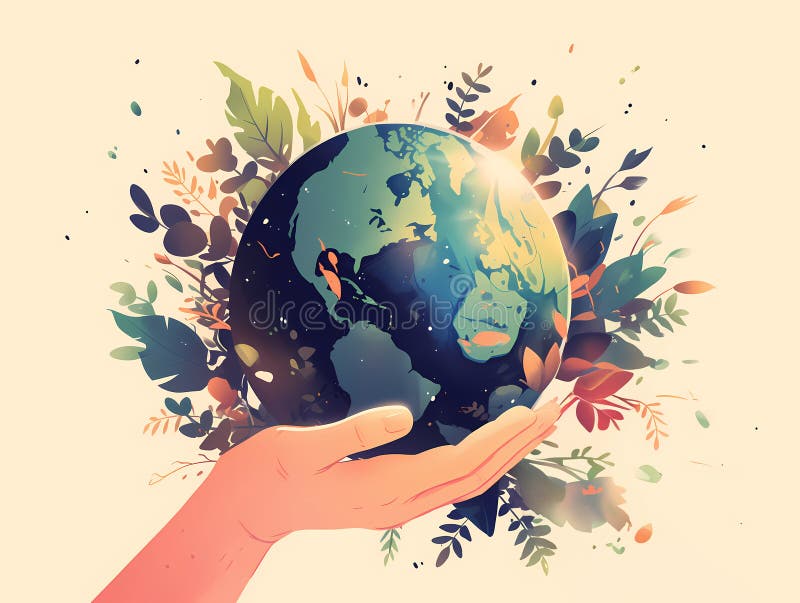 Hands Holding Planet Earth - Earth Day Design Stock Illustration ...
