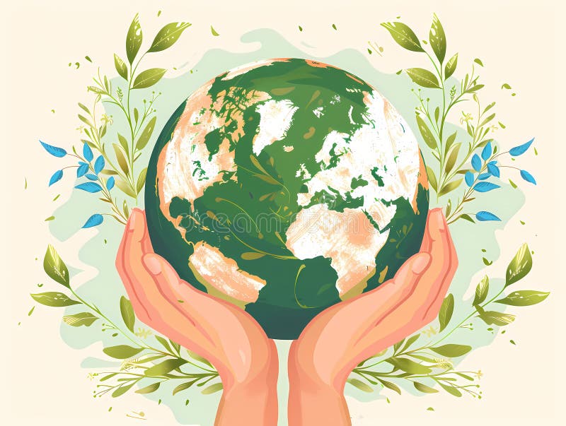 Hands Holding Planet Earth - Earth Day Design Stock Illustration ...