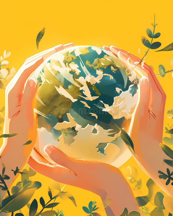 Hands Holding Planet Earth - Earth Day Design Stock Illustration ...