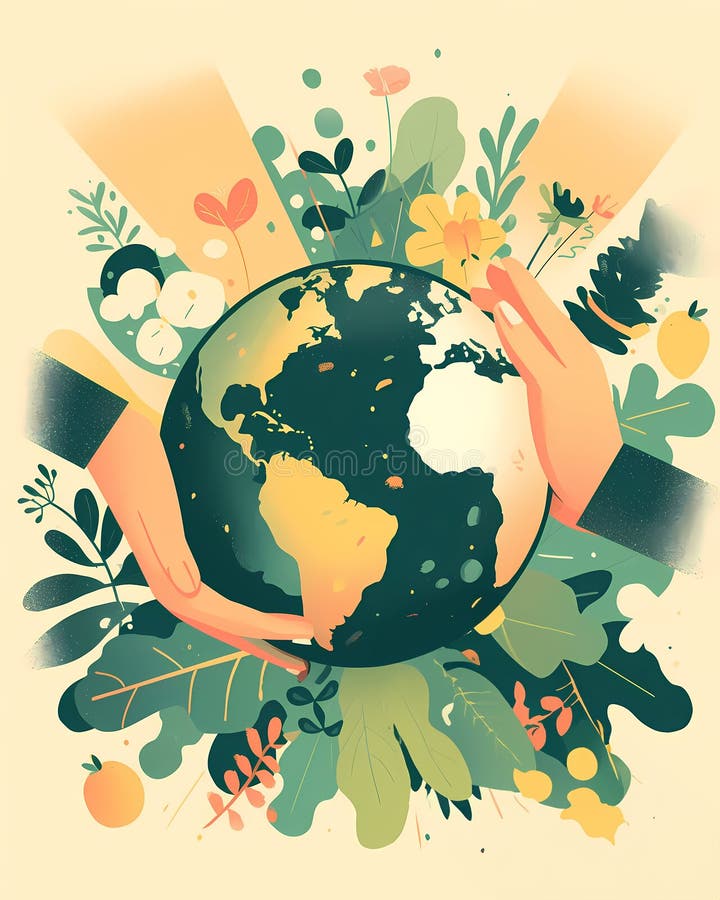 Hands Holding Planet Earth - Earth Day Design Stock Illustration ...