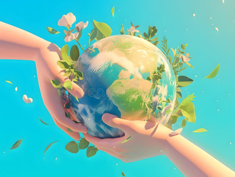 Hands Holding Planet Earth - Earth Day Design Stock Illustration ...