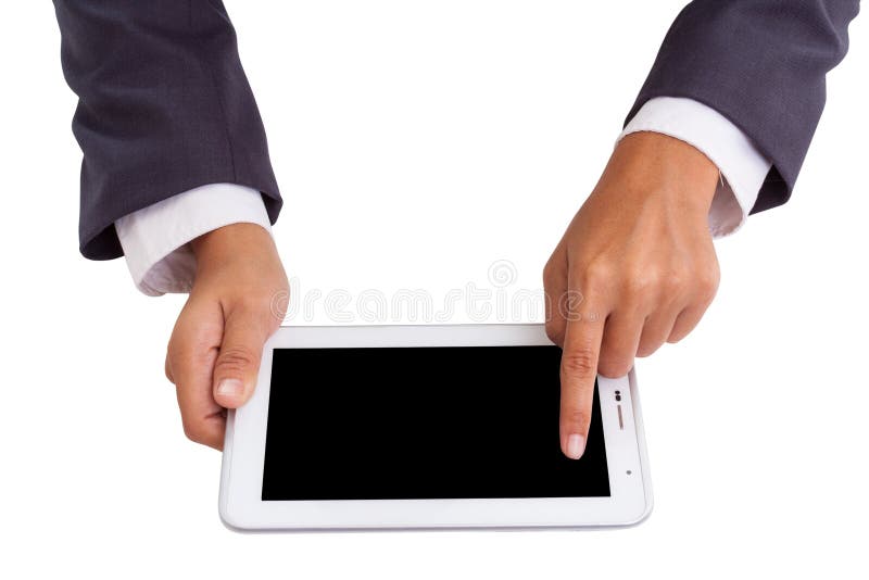 Hands Holding and Pointing on Contemporary Digital Frame Stock Photo ...