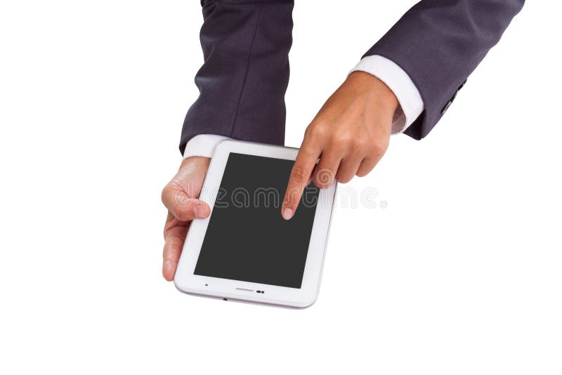 Hands Holding and Pointing on Contemporary Digital Frame Stock Photo ...