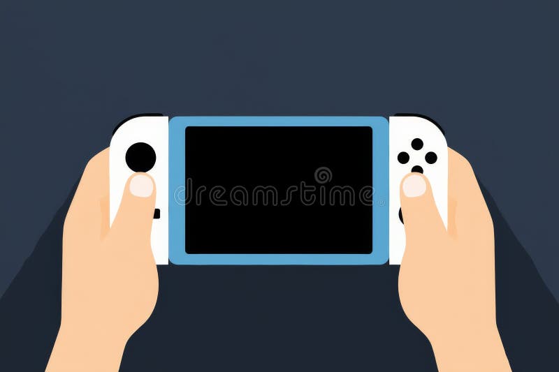 Hands Holding Portable Gaming Console with Removable Controllers Stock ...