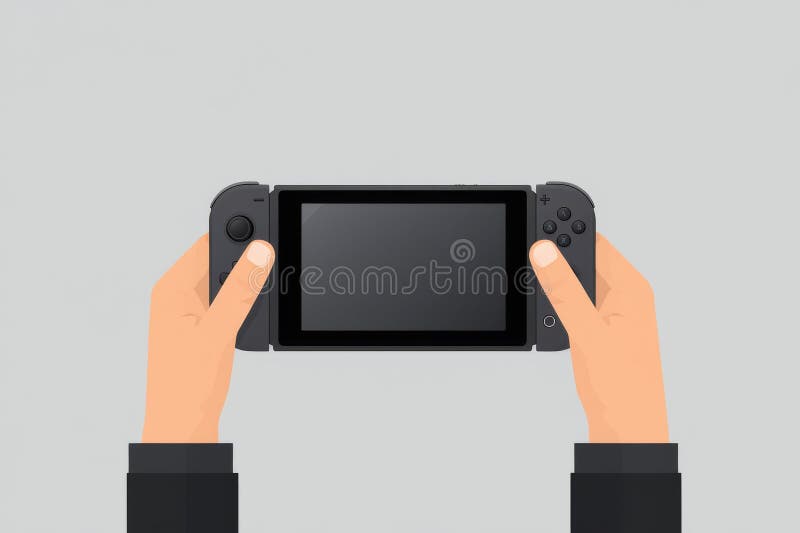 Hands Holding Portable Gaming Console with Removable Controllers Stock ...