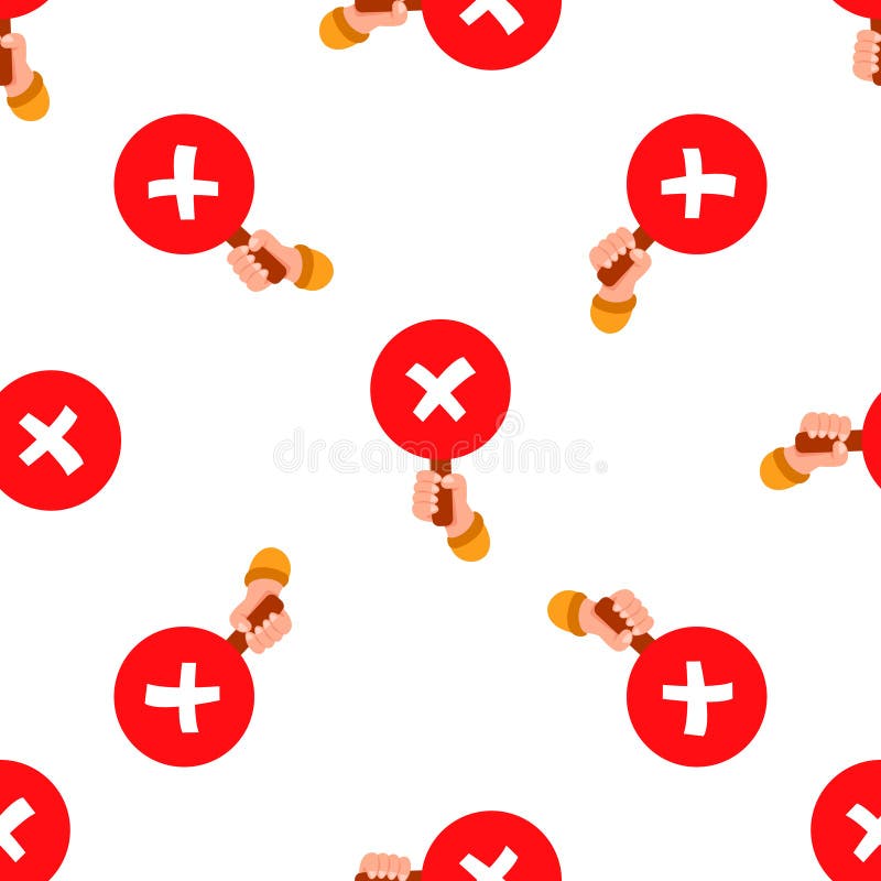 Hands Holding Positive and Negative Signs, Seamless Pattern Background ...