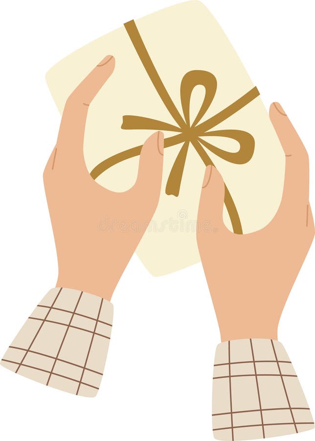 Hands Holding Present Box stock vector. Illustration of ribbon - 289570622