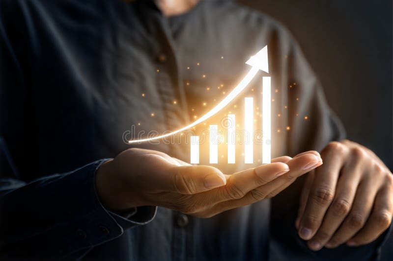 Hands Holding a Projected Growth Chart Stock Illustration ...