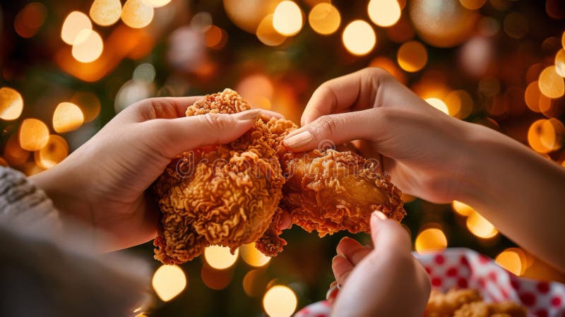 Friends Sharing Festive Fried Chicken. AI Generated Stock Photo - Image ...