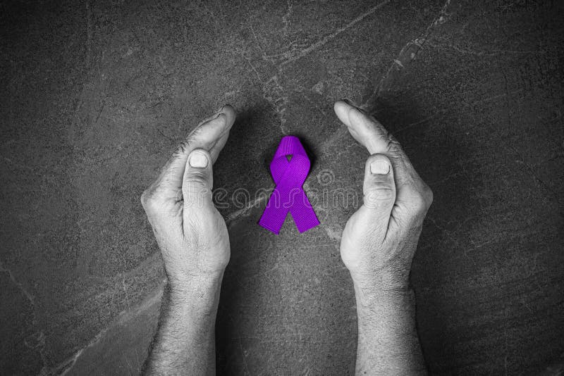 Hands Holding Purple Ribbons Top View Stock Image Image Of Gesture Medical 164825277
