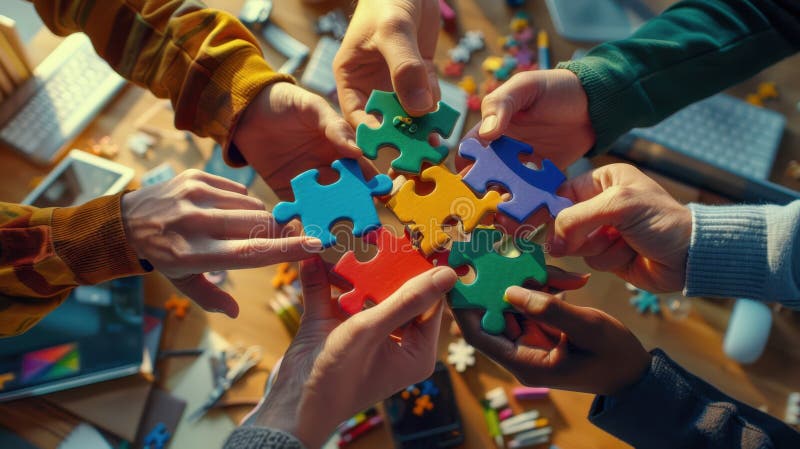 The Hands Holding Puzzle Pieces. AI Generated Stock Image - Image of ...