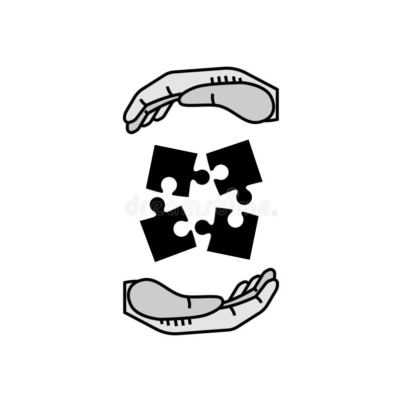 Hands Holding Puzzle Pieces. Business Solution Concept. Success and ...
