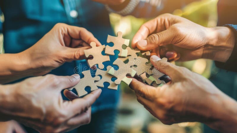 Hands Holding Puzzle Pieces, Cooperation Concept Stock Illustration ...