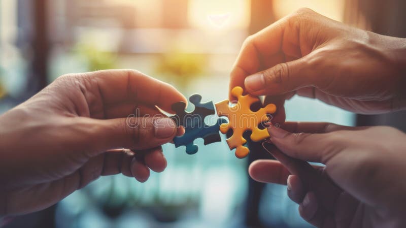 Hands Holding Puzzle Pieces, Cooperation Concept Stock Illustration ...